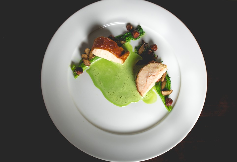Chicken roulade with lettuce juice and hazelnuts - Photo by Aldo ...